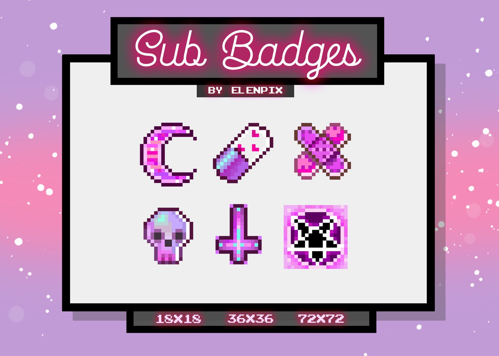 6 Cute Pastel Goth Twitch Badges Pixel Sub Badges Pixel Etsy