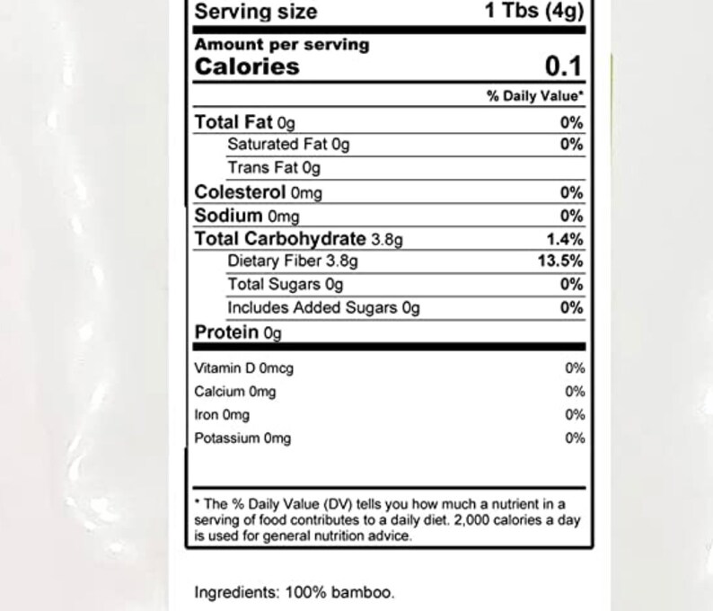Bamboo Fiber Flour Keto Baking Paleo Gluten Free Low Etsy