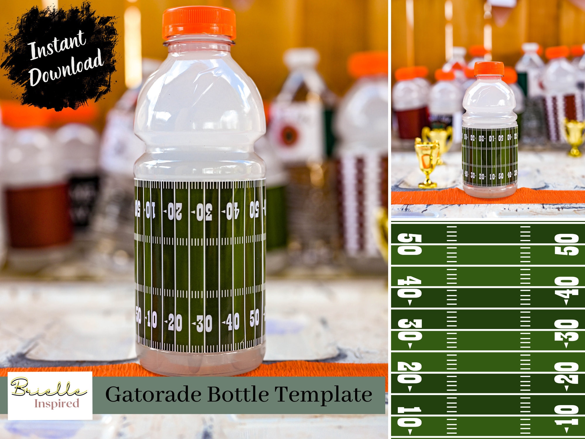 Football Gatorade Bottle Label Template - Etsy