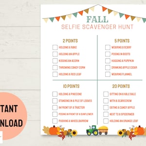 Fall Selfie Scavenger Hunt Printable Game - Etsy