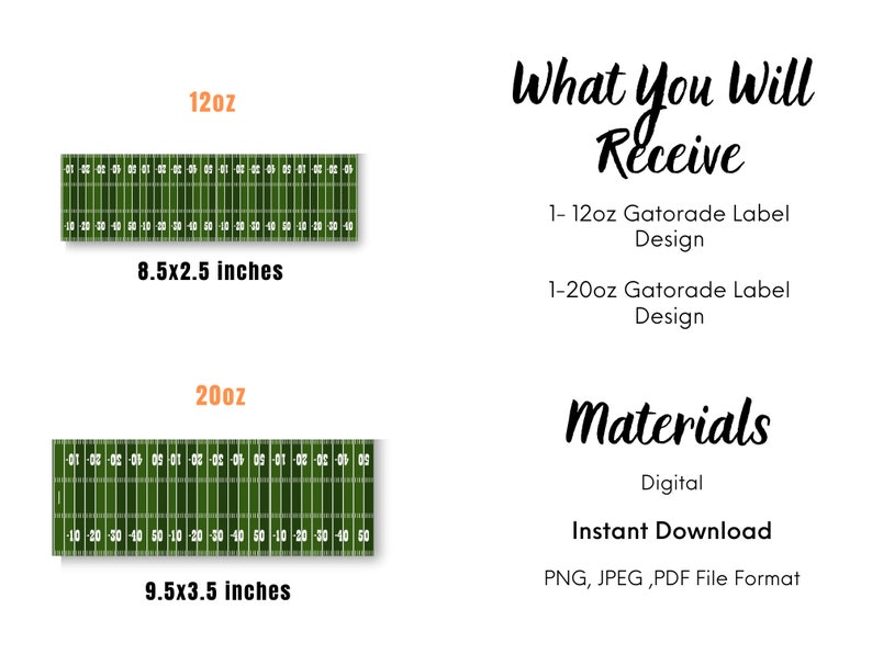 Football Gatorade Bottle Label Template - Etsy