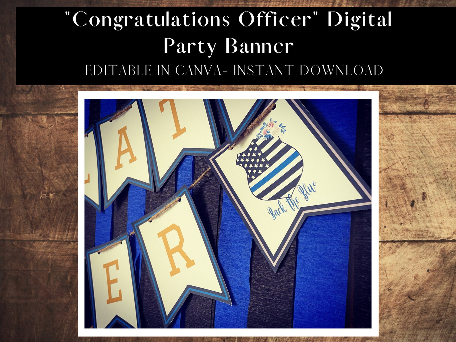 Police Congratulations Officer Blue and Black | Etsy