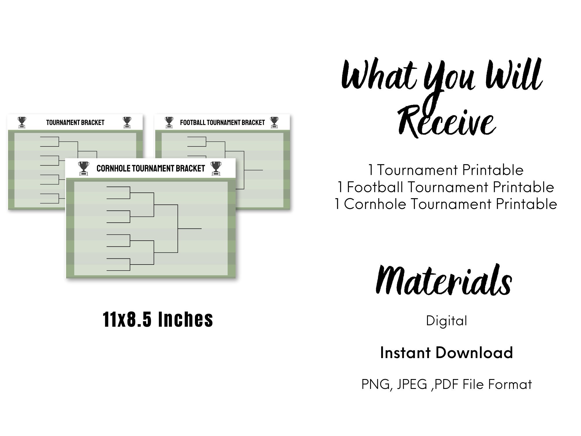 Printable Tournament Bracket Bundle - Etsy