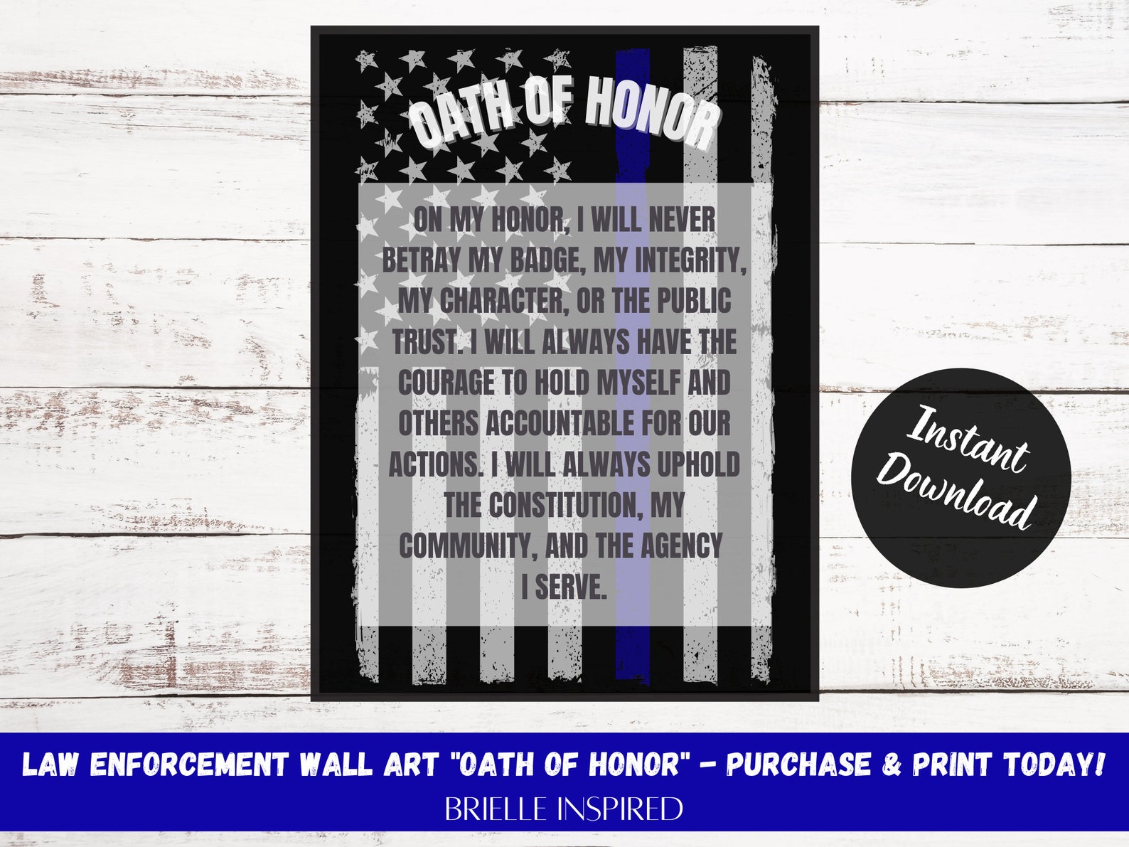 Oath of Honor Law Enforcement Police Flag Digital Wall Art - Etsy