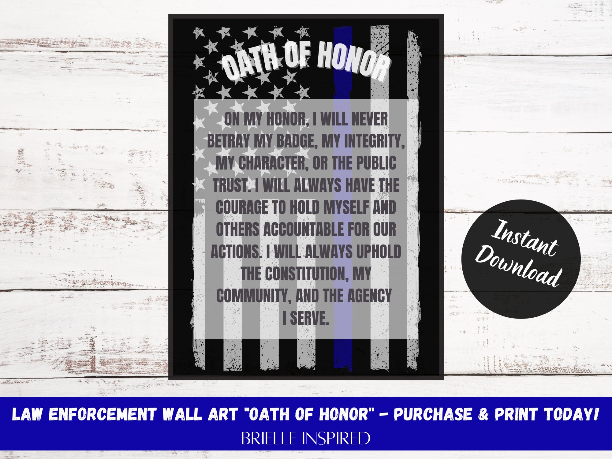 Oath of Honor Law Enforcement Police Flag Digital Wall Art - Etsy