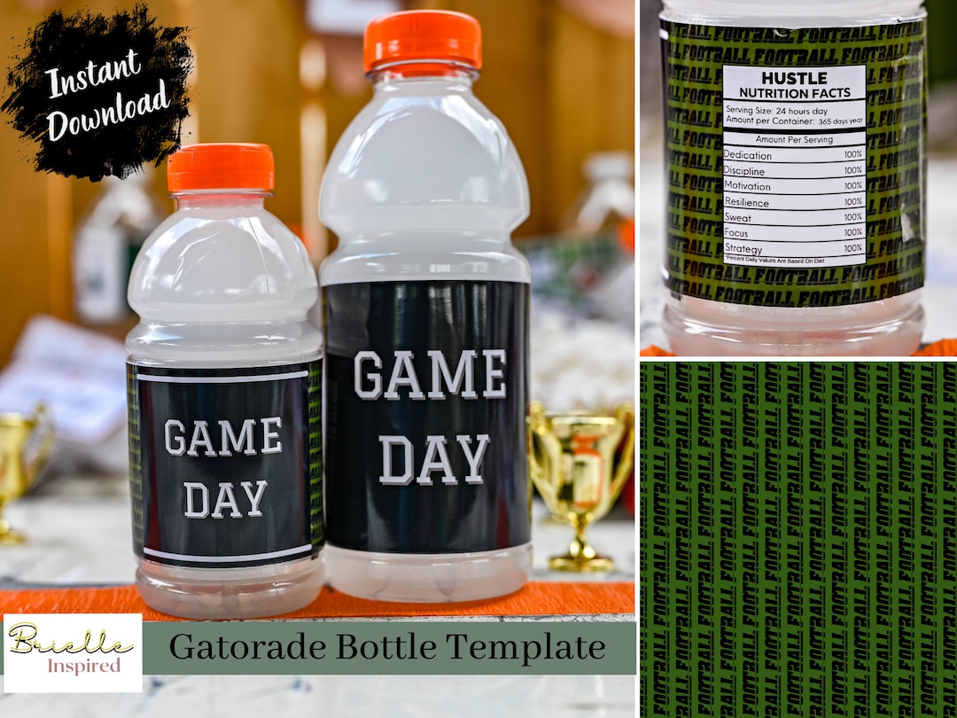 Football Gatorade Bottle Label Template - Etsy