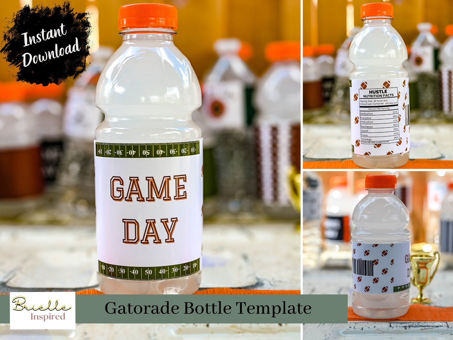 Football Gatorade Bottle Label Template - Etsy