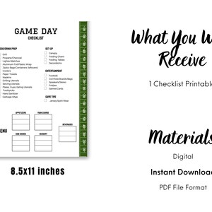 Game Day Party Checklist - Etsy