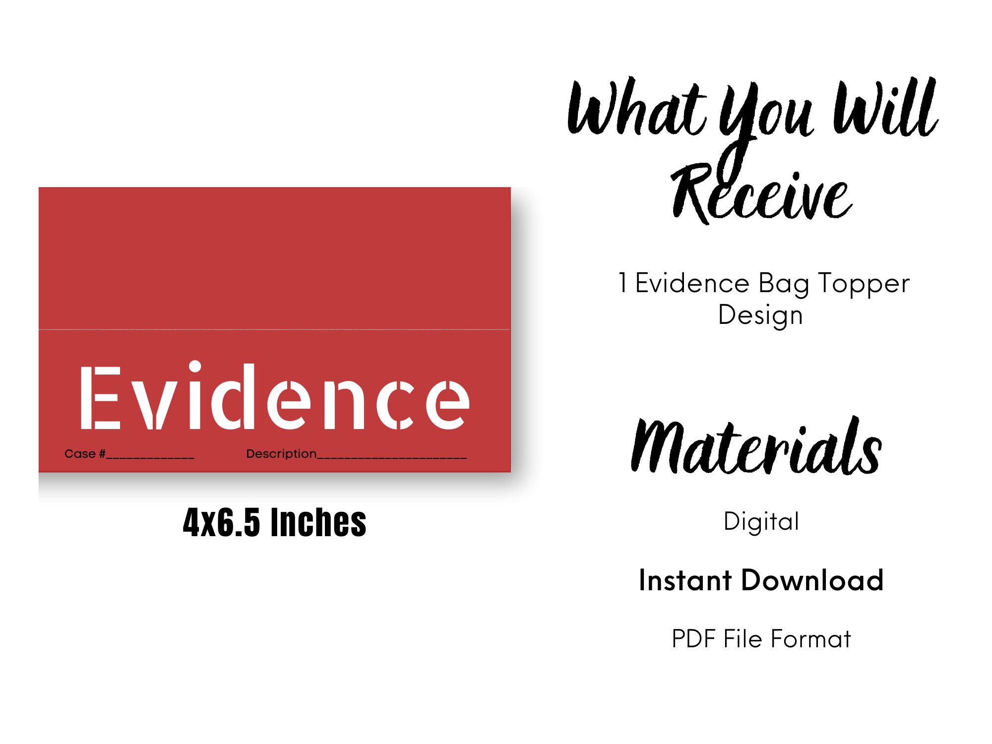 Printable Evidence Label Set - Etsy