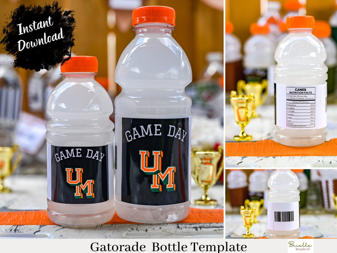Miami Hurricane's Gatorade Bottle Label Template - Etsy