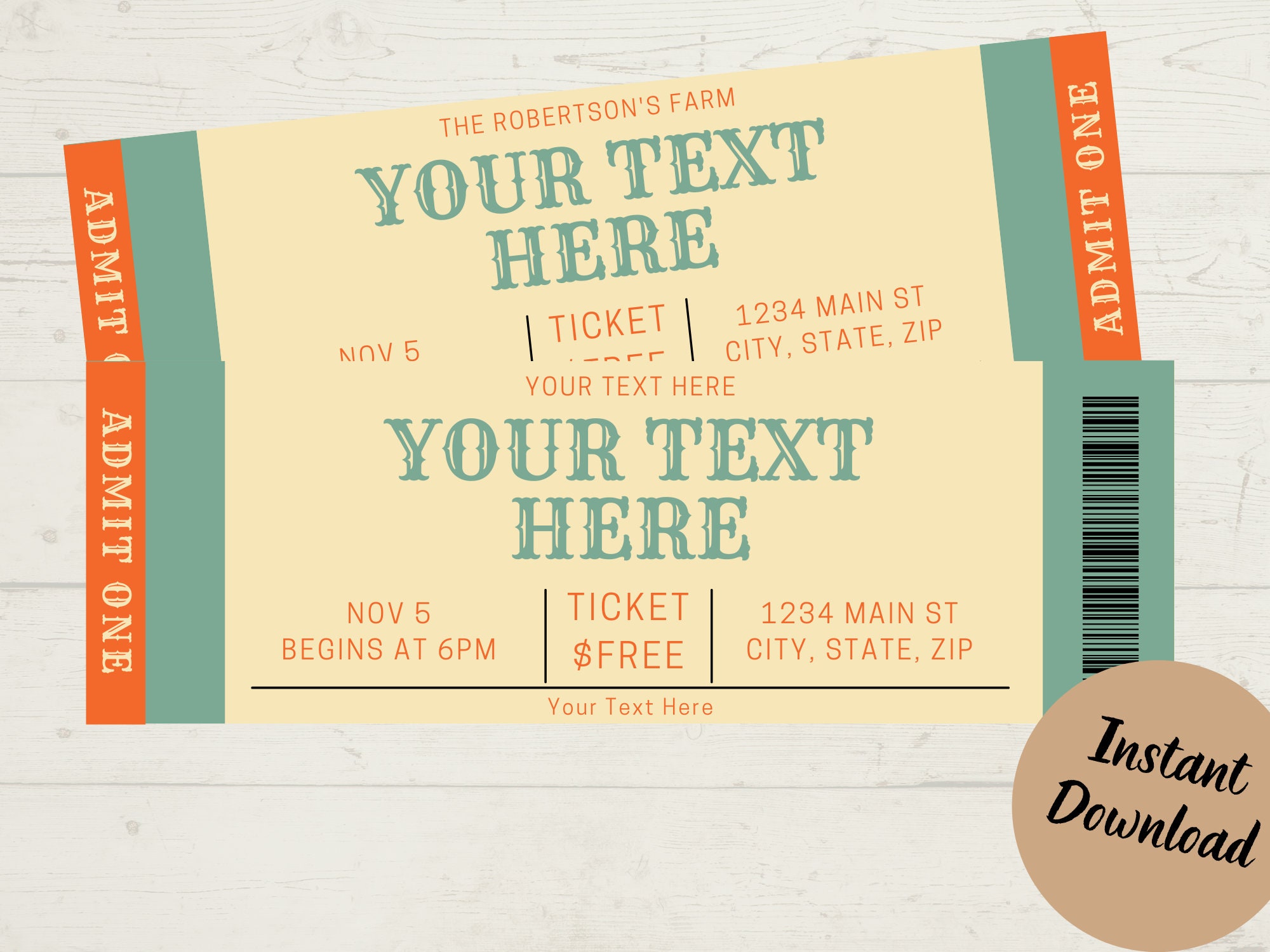 Editable Event Ticket, Printable Event Tickets - Etsy