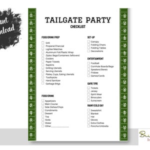 Tailgate Party Football Checklist - Etsy