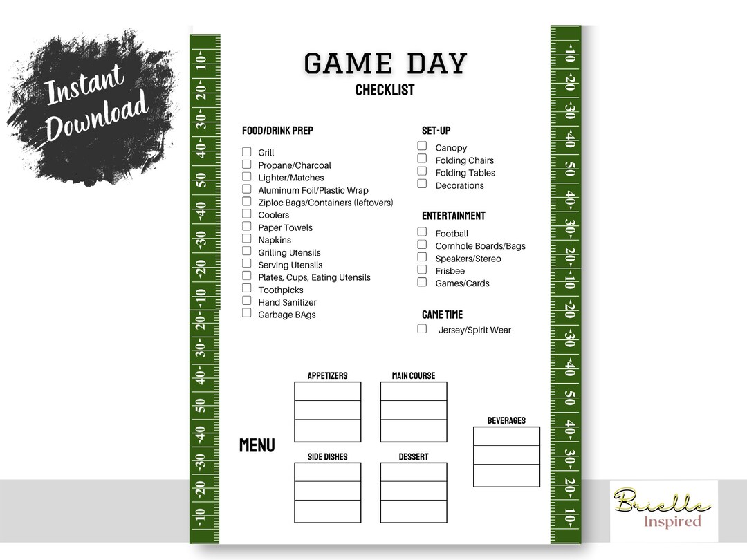 Game Day Party Checklist - Etsy