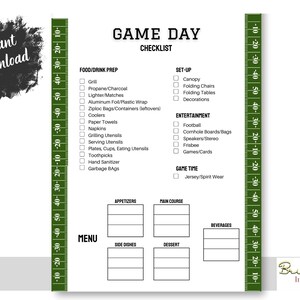 Game Day Party Checklist - Etsy