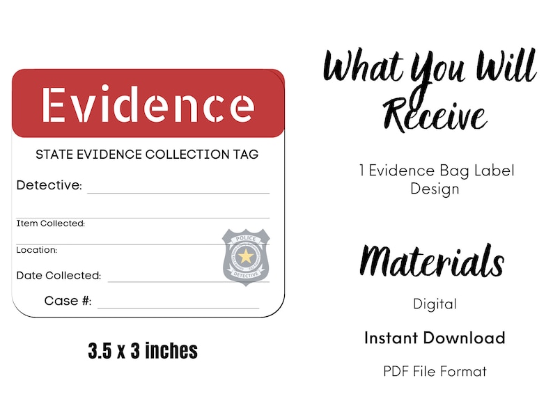 Printable Evidence Label Set - Etsy