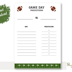 Game Day Predictions Printable - Etsy