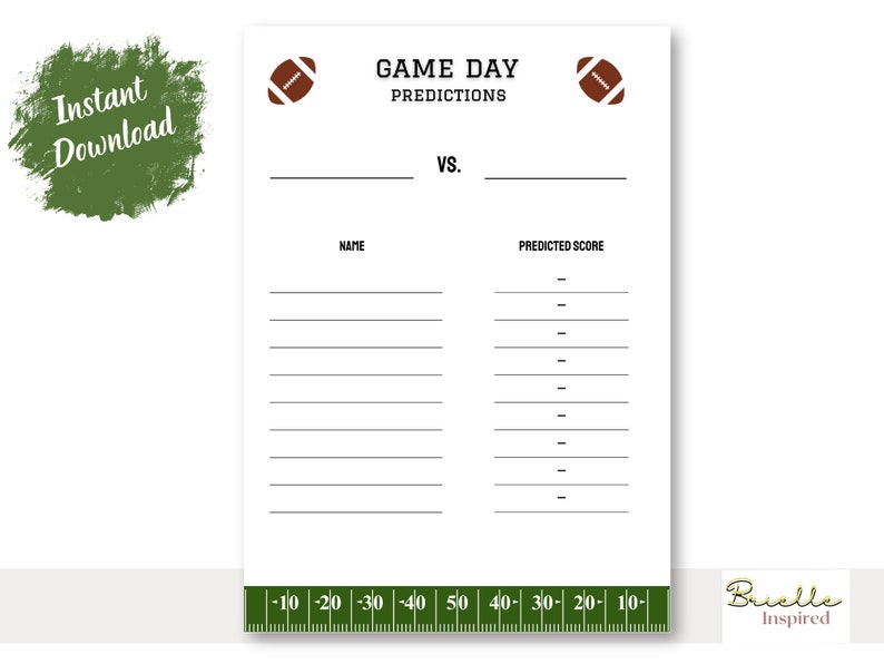Game Day Predictions Printable - Etsy