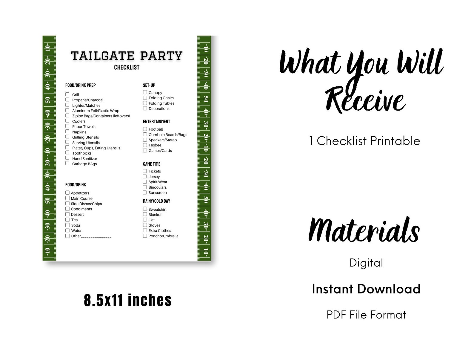 Tailgate Party Football Checklist - Etsy