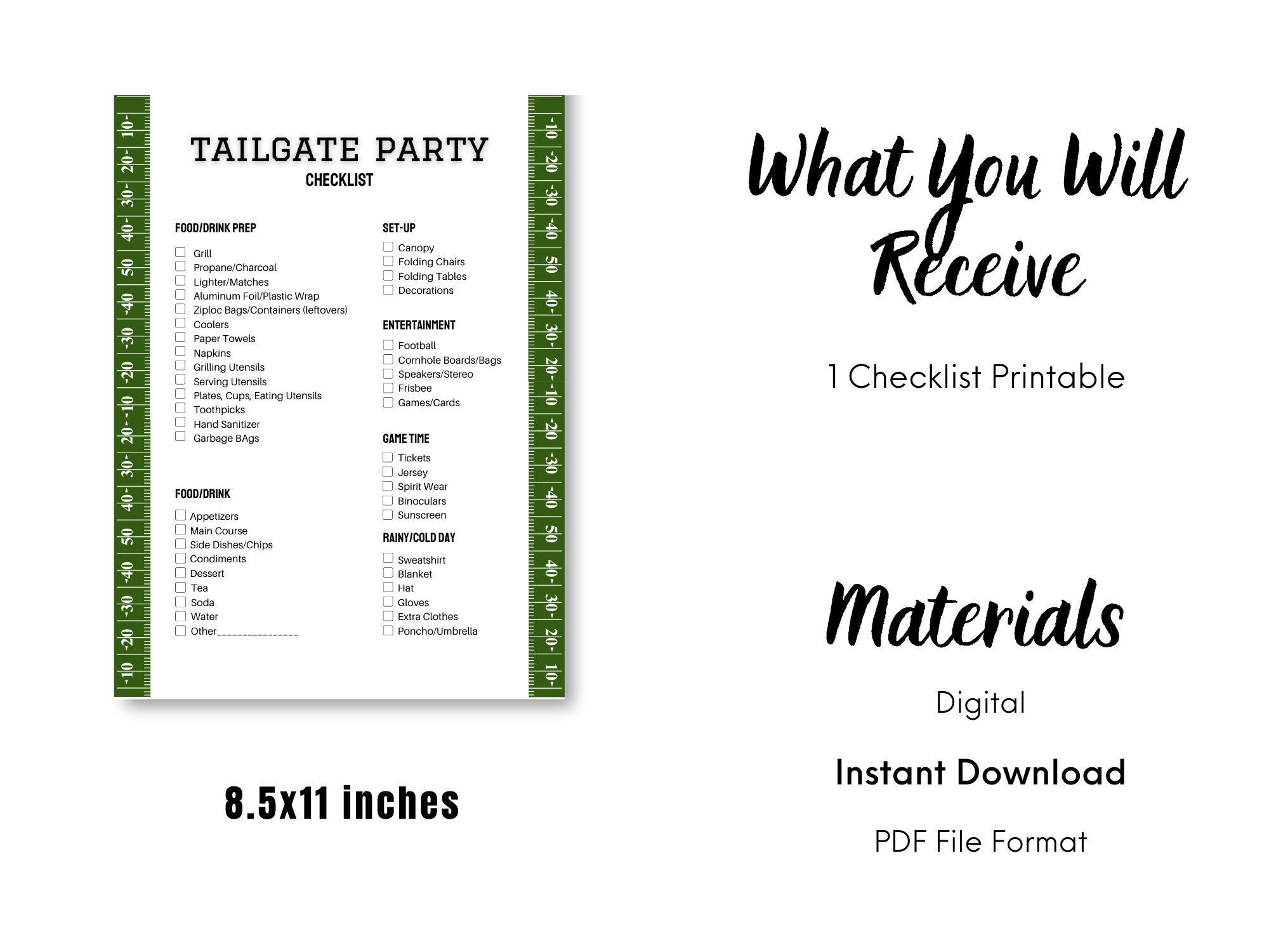 Tailgate Party Football Checklist - Etsy