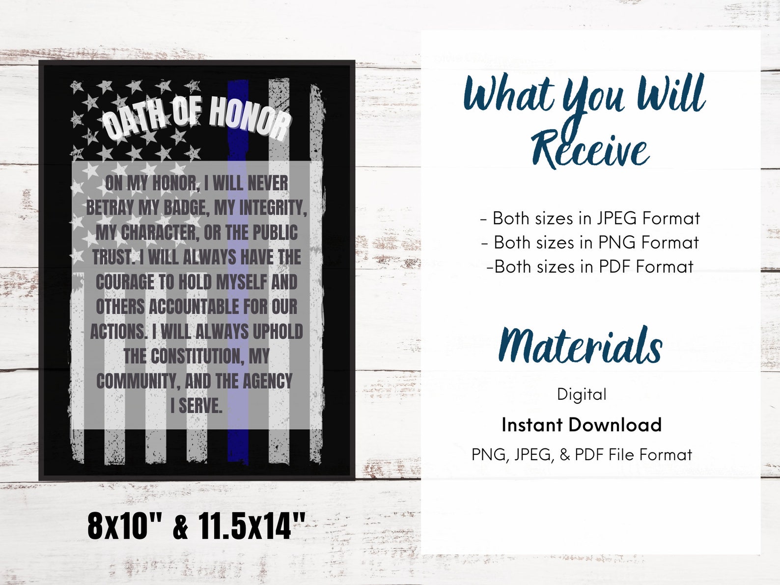 Oath of Honor Law Enforcement Police Flag Digital Wall Art - Etsy