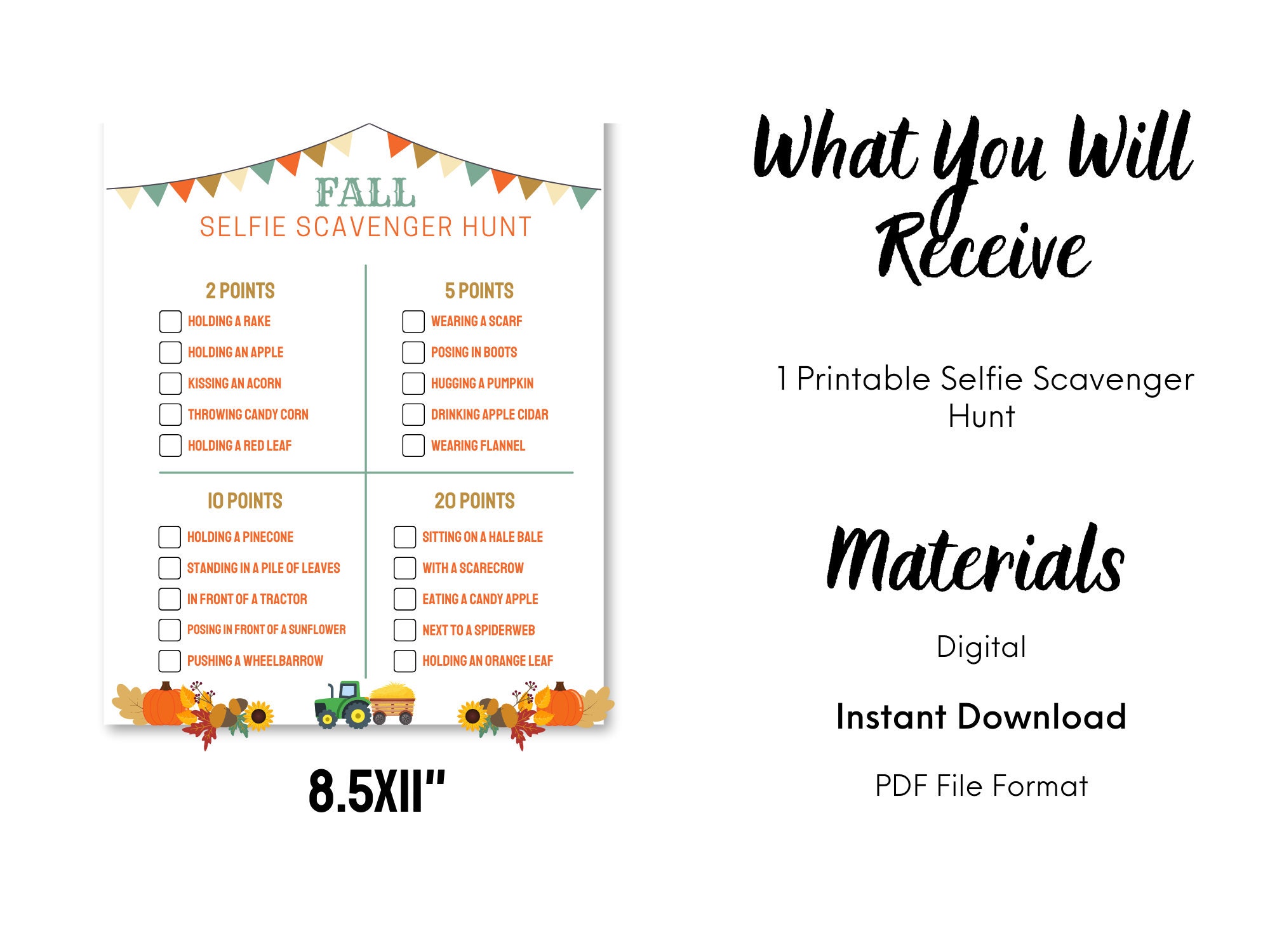 Fall Selfie Scavenger Hunt Printable Game - Etsy