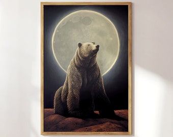 Bear Moonlight Art - Etsy