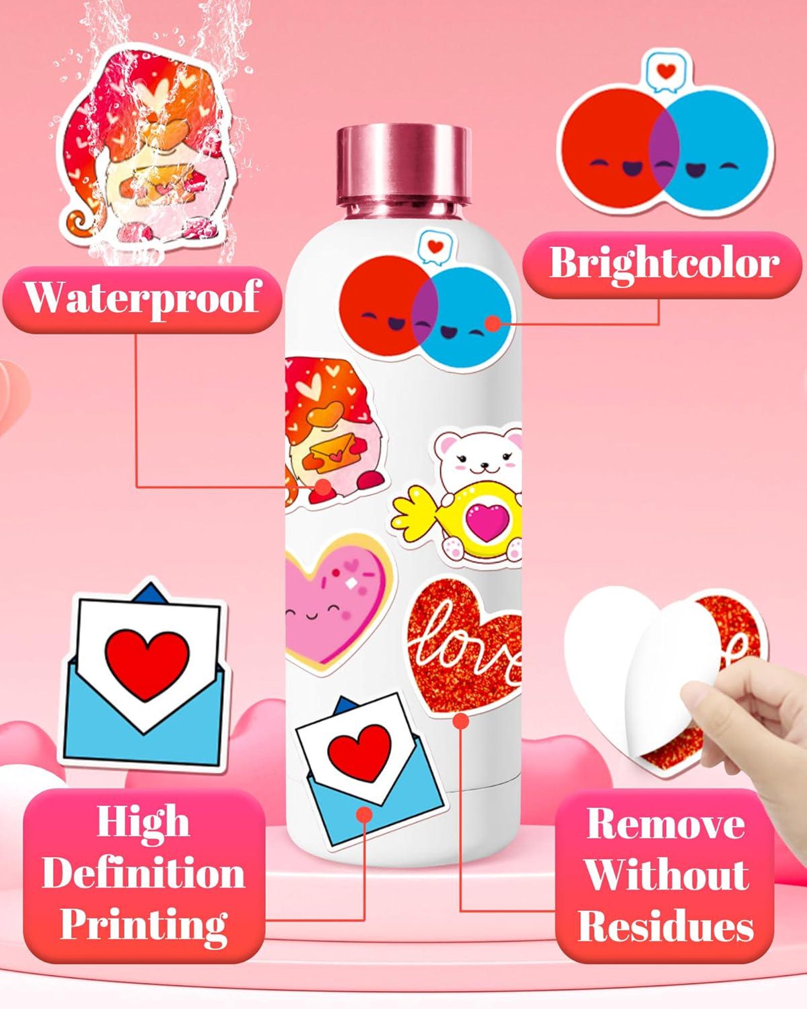 300 Random Valentine's Day Stickers for Kids Classroom, Cute Valentine ...