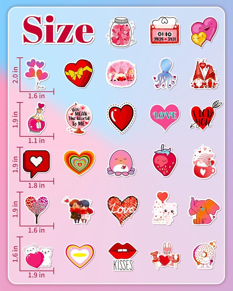 300 Random Valentine's Day Stickers for Kids Classroom, Cute Valentine ...