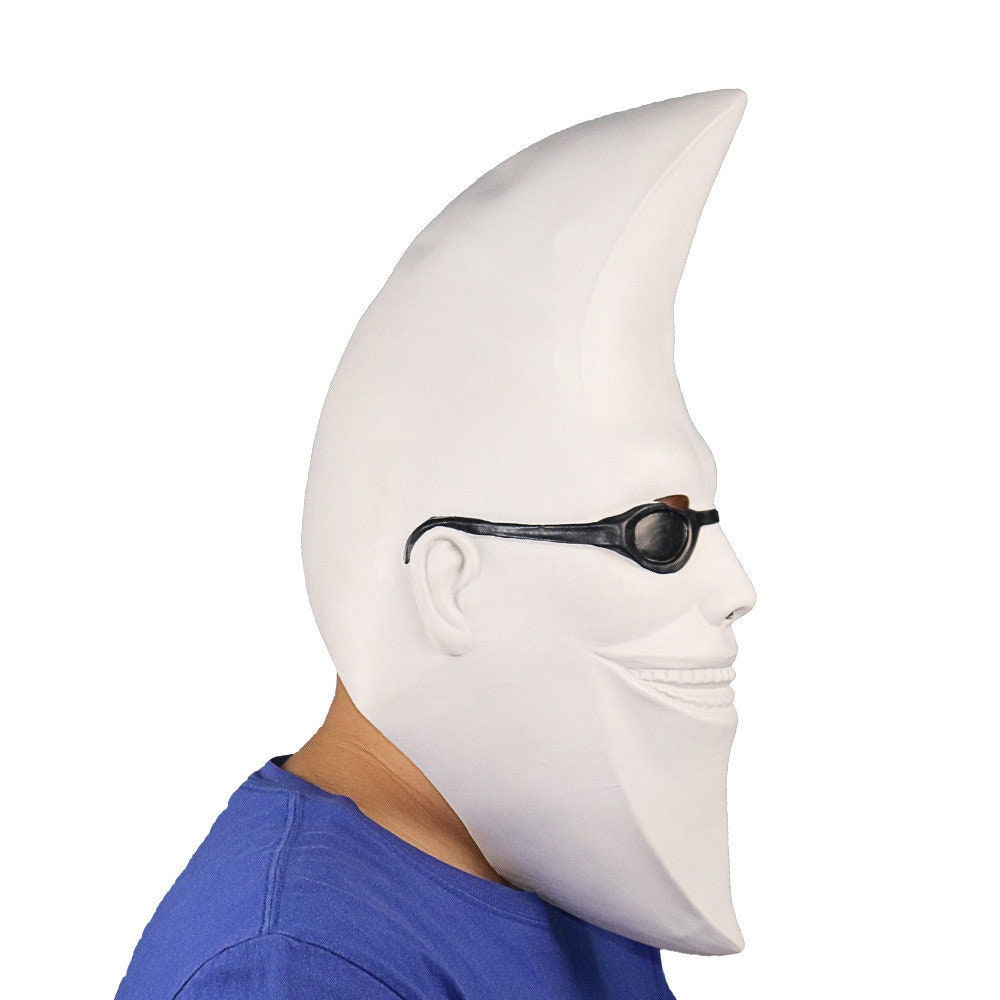 New Halloween White Moon Mask Head Cover Men and Women Moon Man Mask ...