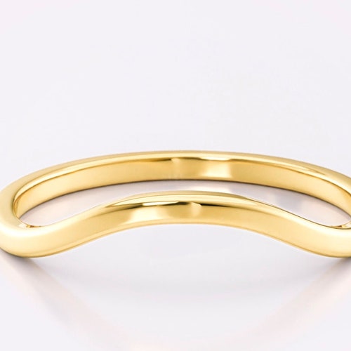 Curved Wedding Band Women Plain Gold Ring Minimalist Delicate - Etsy