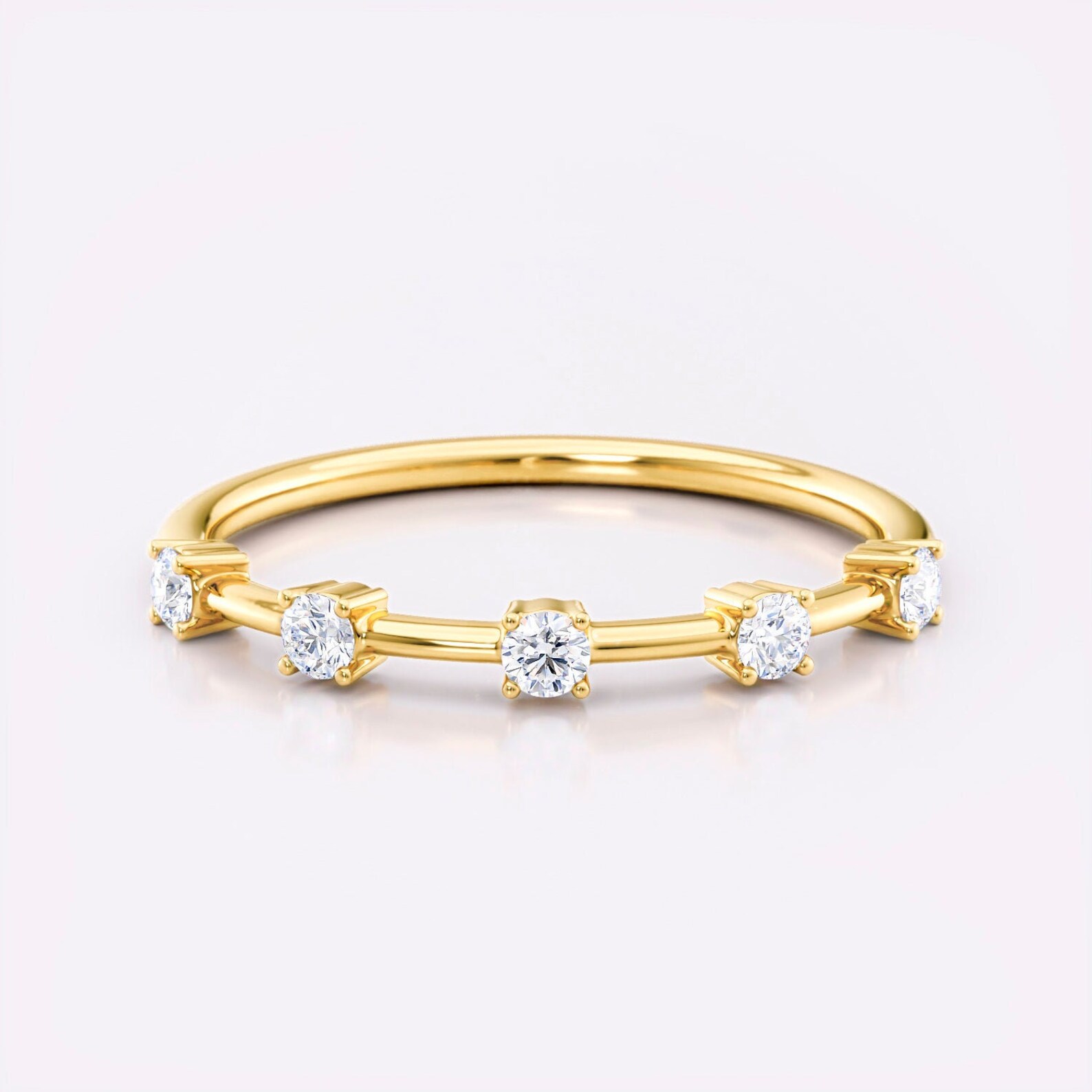 Dainty Engagement Stackable Ring Five Stacked Diamond Multi - Etsy Israel