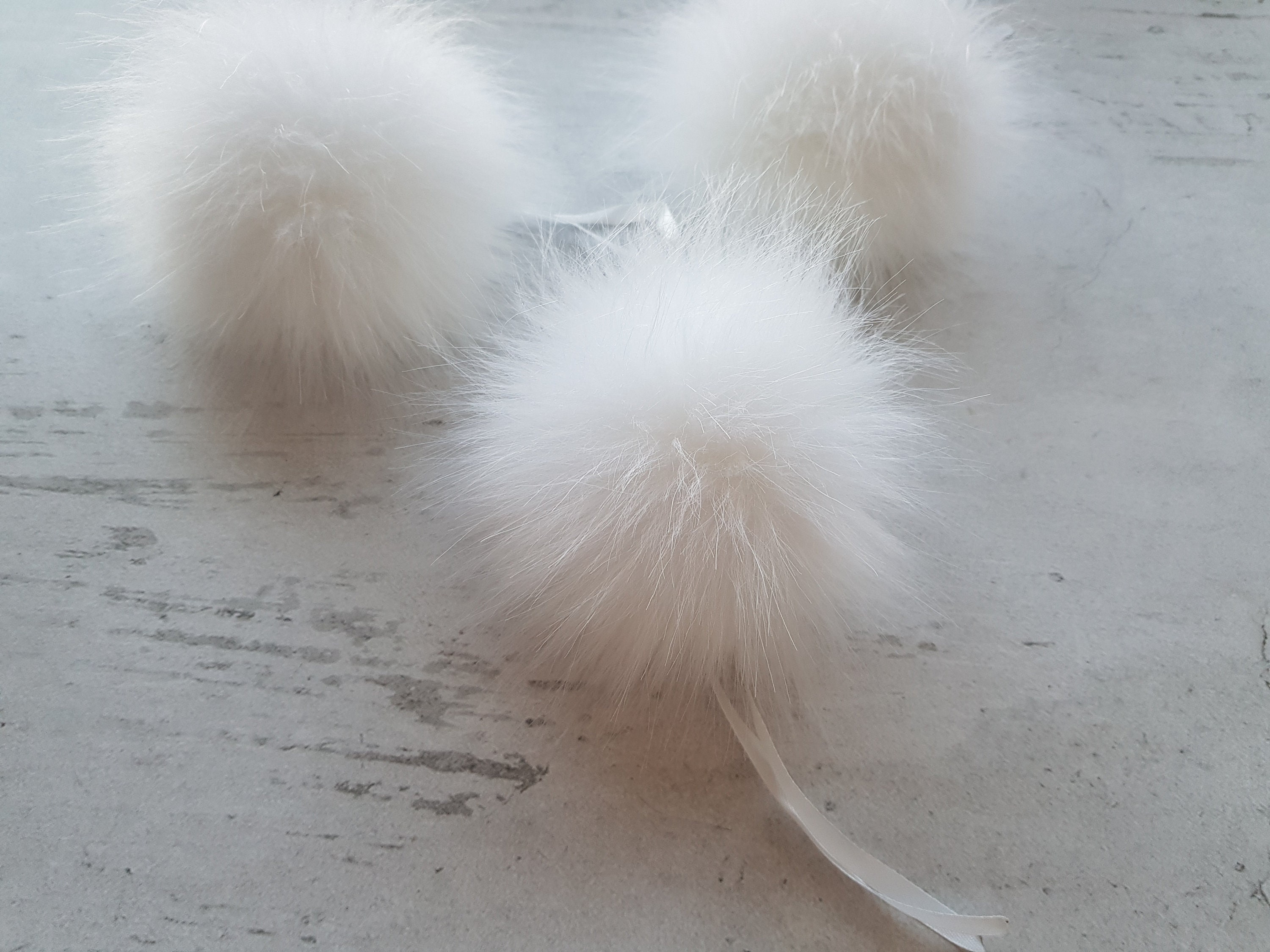 Pompón de piel sintética blanca pompón pompones de piel | Etsy