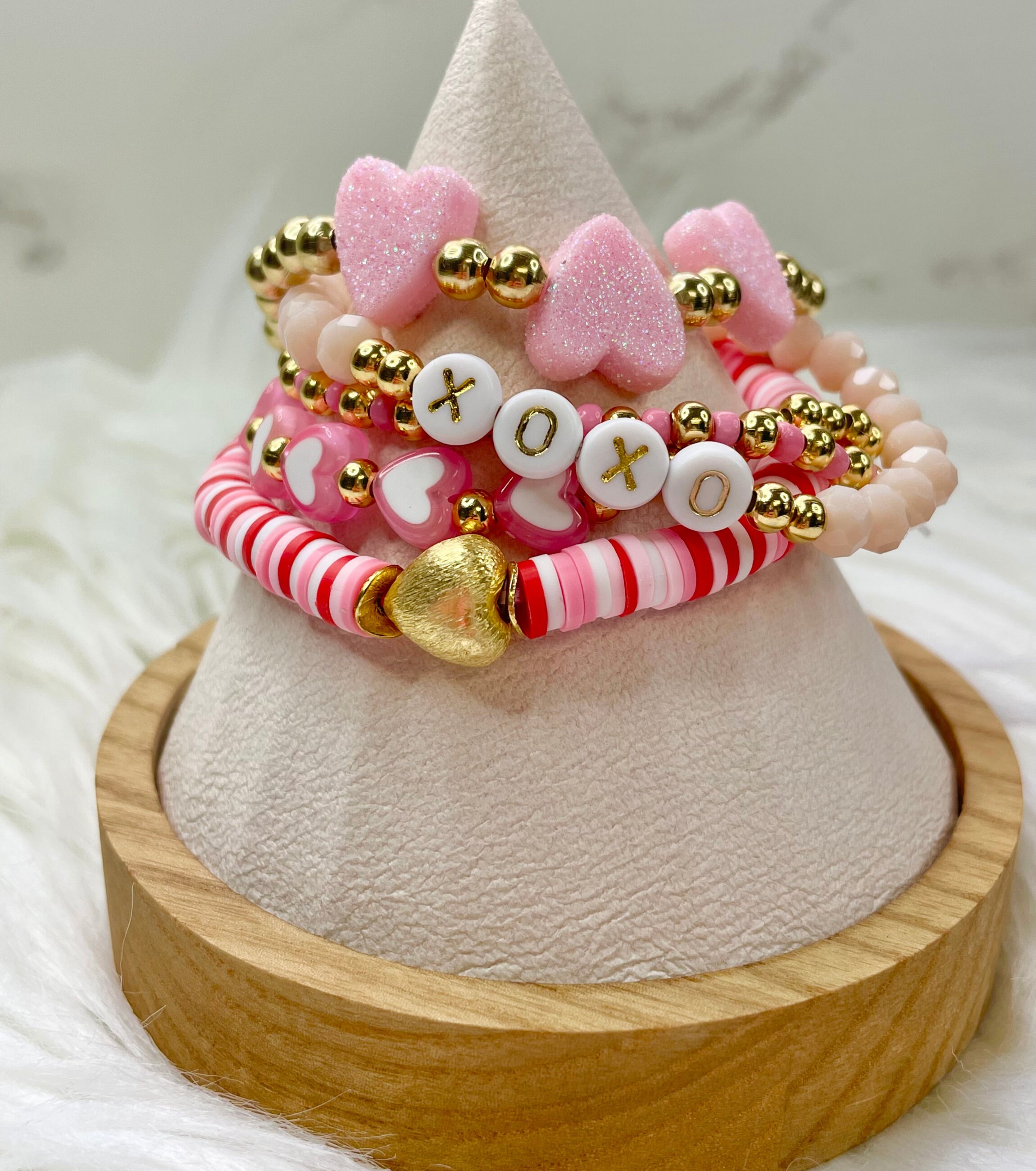 I Adore You Stack,heishi Bead Bracelet,gold Bead Bracelet,valentines ...