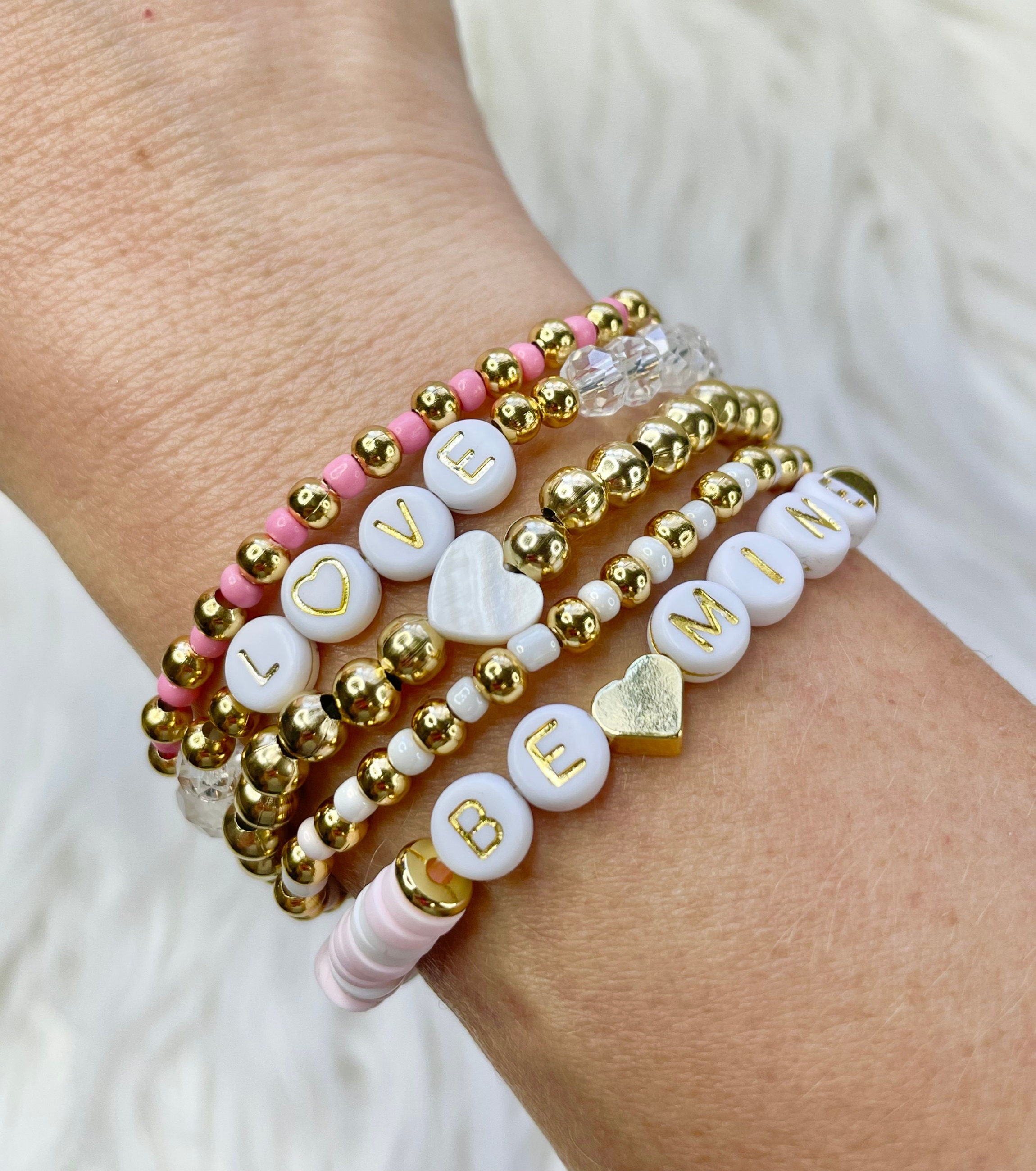 Be Mine Stack,heishi Bead Bracelet,gold Bead Bracelet,valentines Day ...