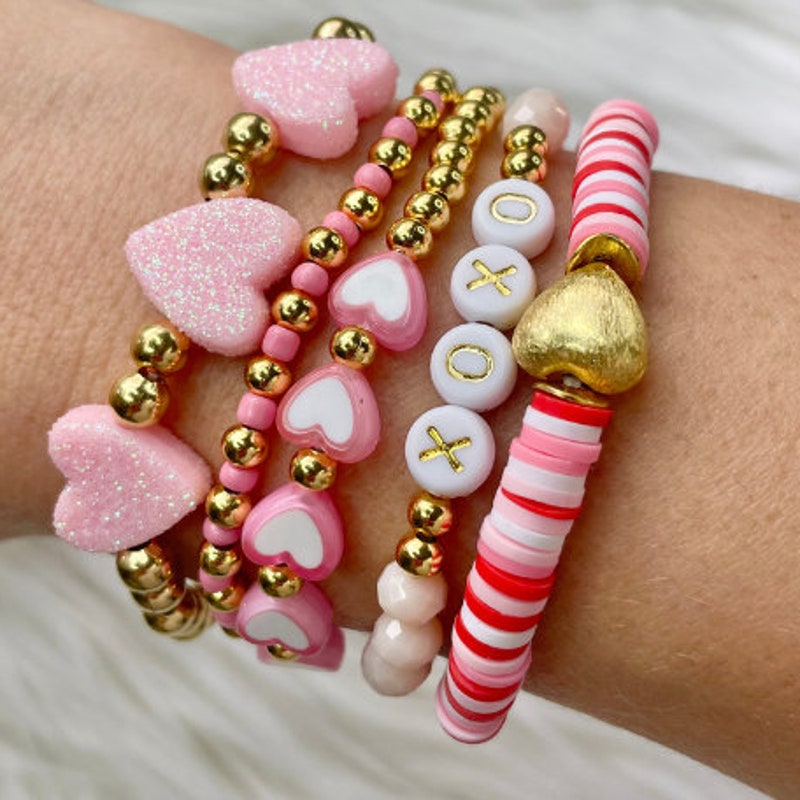 Beaded Valentine Bracelets - Etsy