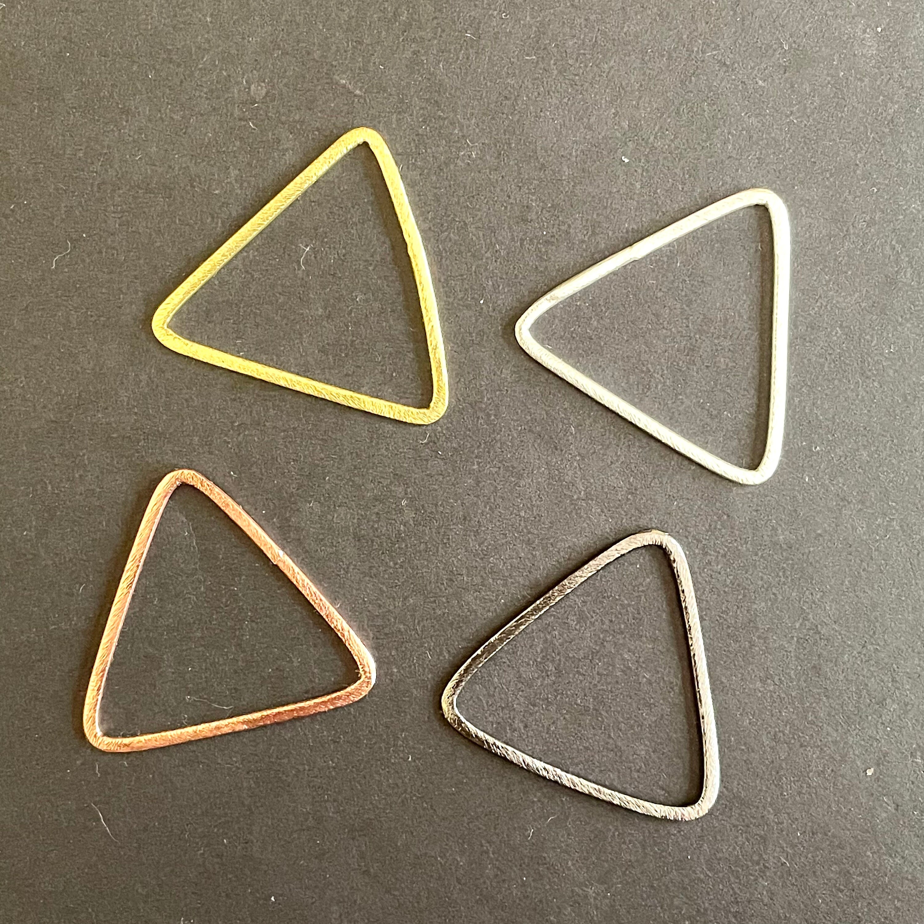 15 Pcs Gold / Silver / Rose Gold / Gun Metal Finish triangle Shape Findings , Copper Brushed ...