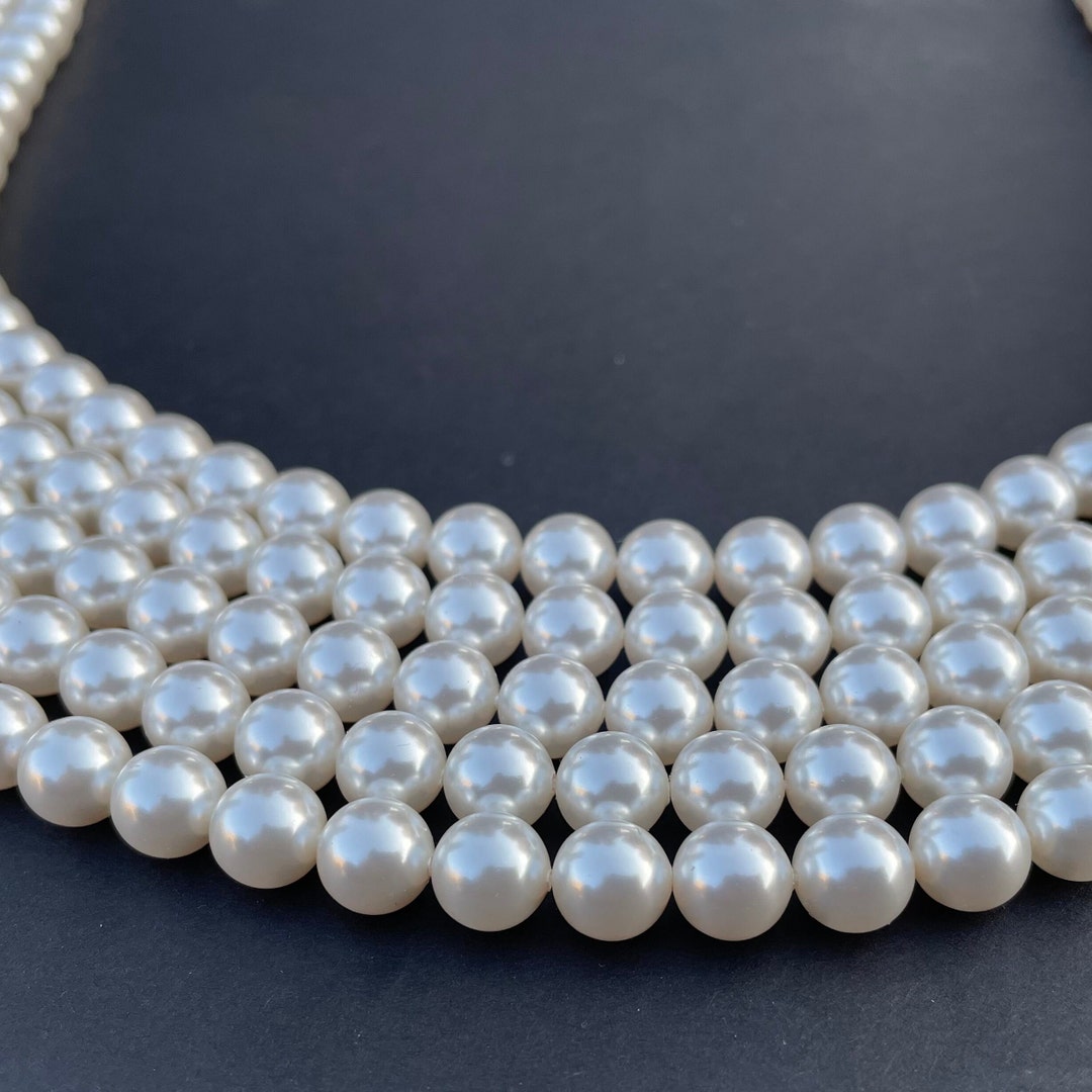 Crystal White (001 650) Genuine Swarovski 5810 Pearls Round Glass Beads ...