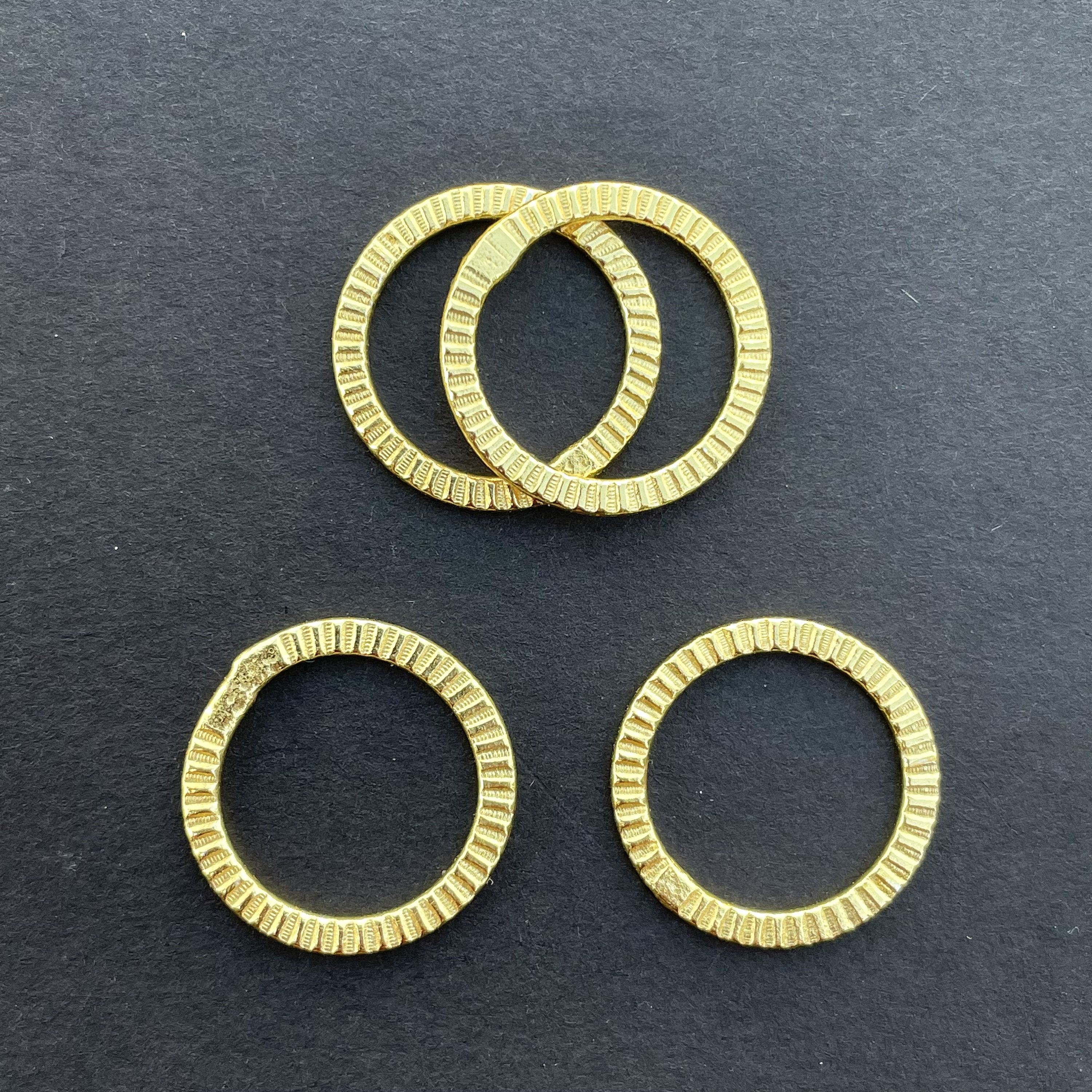 18mm Hammered Rings, Connector Rings, Gold Washers Artisan Organic ...