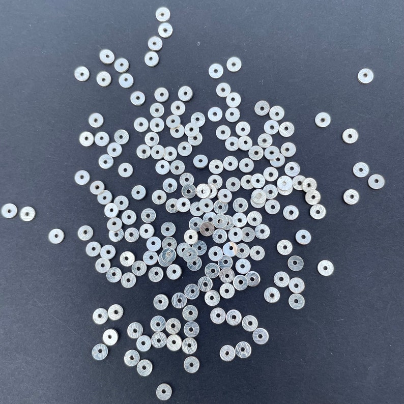 4mm - 150pcs Silver Heishi Beads, Flat Silver Disc Beads, Silver Spacer ...