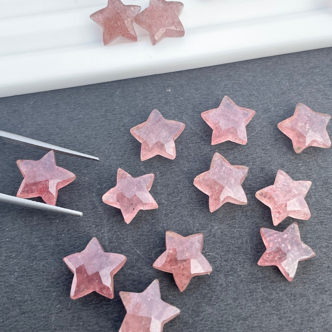 Natural Red Strawberry Star Shape Briolette , Carved Star Beads ...