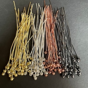 50 Fancy Copper Head Pins, Gold, Silver, Rose Gold, Gun Metal, 21 Gauge ...