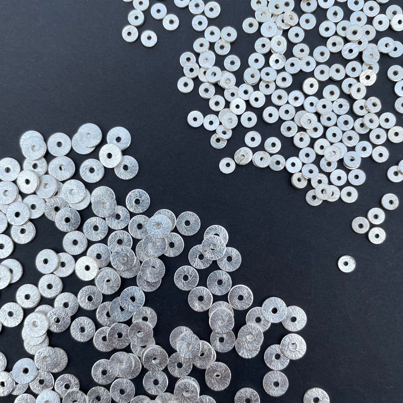 4mm - 150pcs Silver Heishi Beads, Flat Silver Disc Beads, Silver Spacer ...