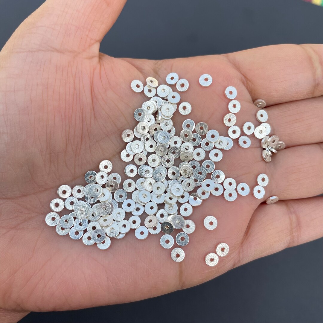 4mm - 150pcs Silver Heishi Beads, Flat Silver Disc Beads, Silver Spacer ...