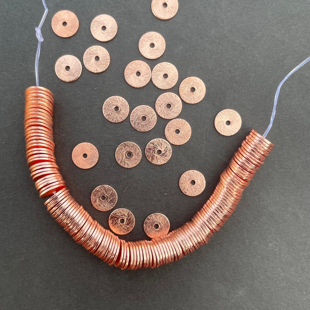 6mm 8mm Rose Gold Flat Disc Spacer, Rose Gold Heishi Beads, Brushed ...