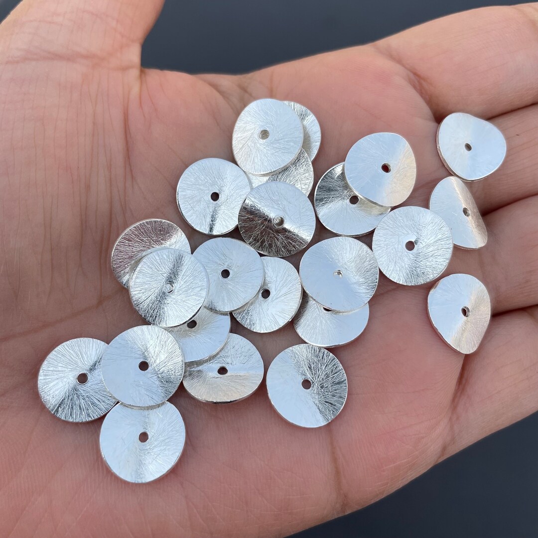 10mm, 12mm Silver Plated Wavy Disc Spacers, Brushed Wavy Potato Chips ...