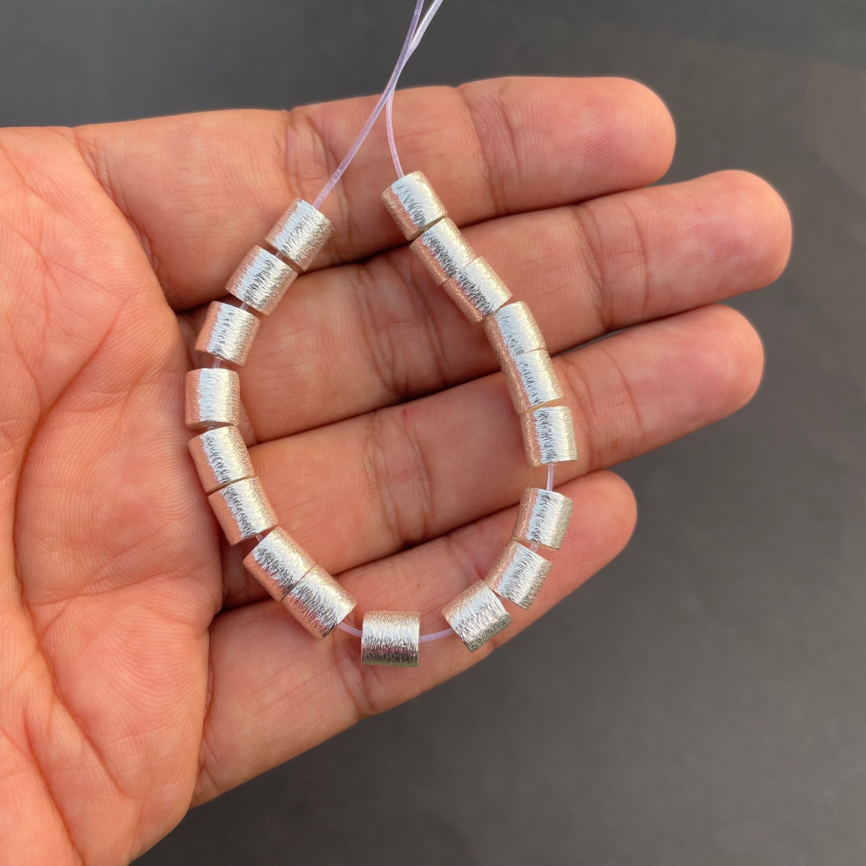 6x6mm 32 Pcs Silver Cylinder Beads Silver Spacer Beads Brushed Gold ...