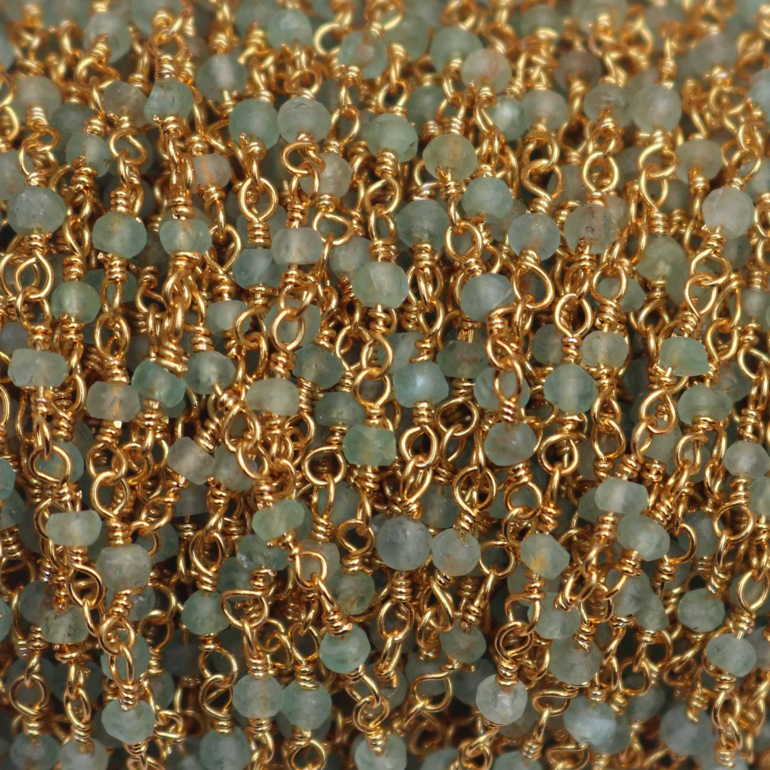 22k Gold plated Natural Apatite Gemstone Rosary Chain 3mm | Etsy