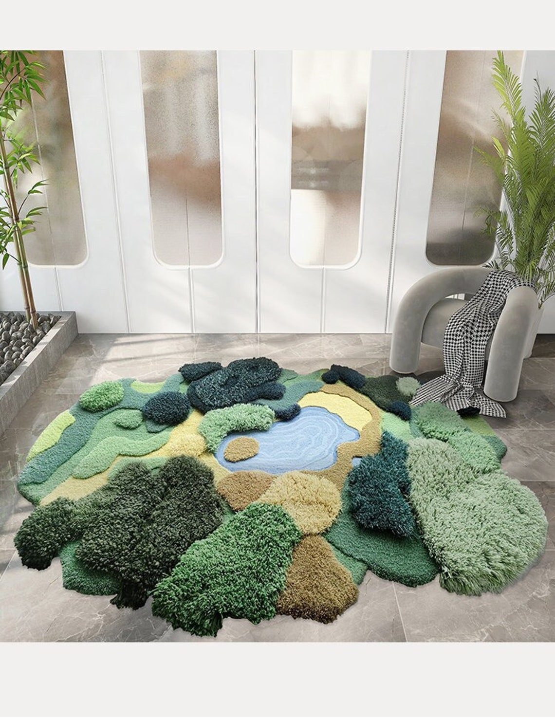 Custom 3D Tufted Area Rugs handmade Wool Rugforest Grass - Etsy