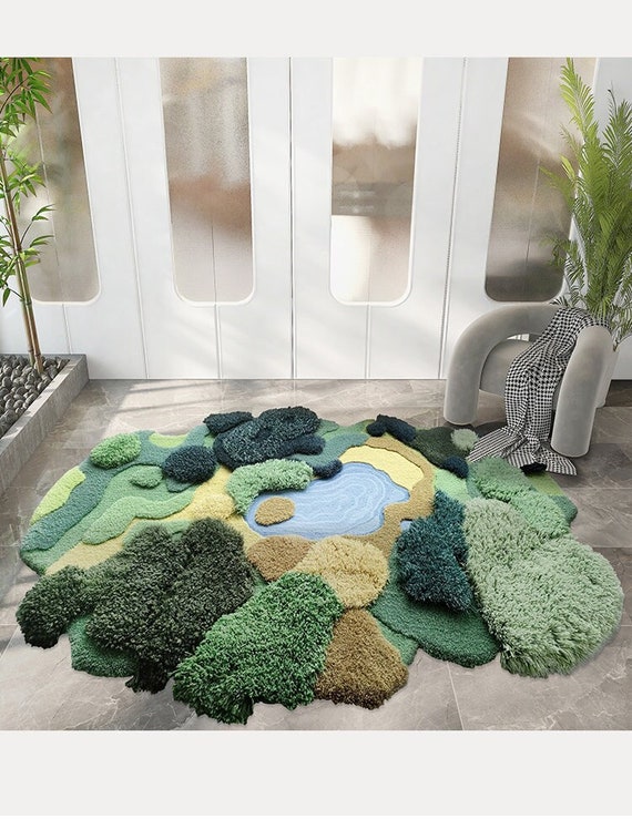 Custom 3D Tufted Area Rugs handmade Wool Rugforest Grass - Etsy