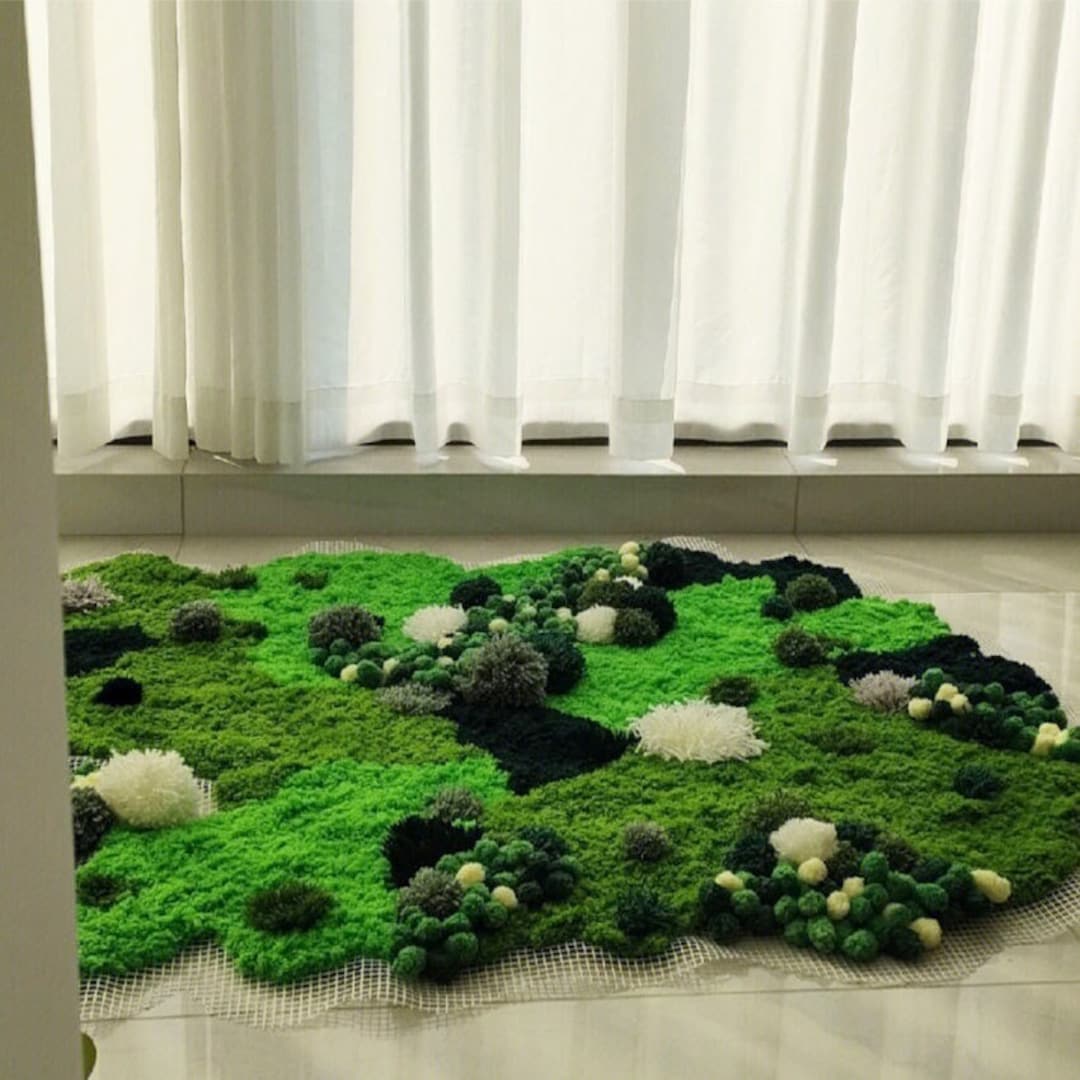 Custom Green Moss Rug,handmade Latch Hook Rug,custom Rugs,art Rugs ...